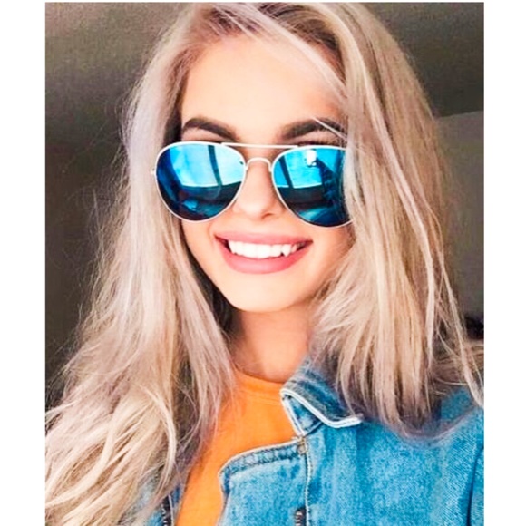 Accessories | Ice Blue Flash Mirror Lens Classic Aviator Wsilver Frames ...